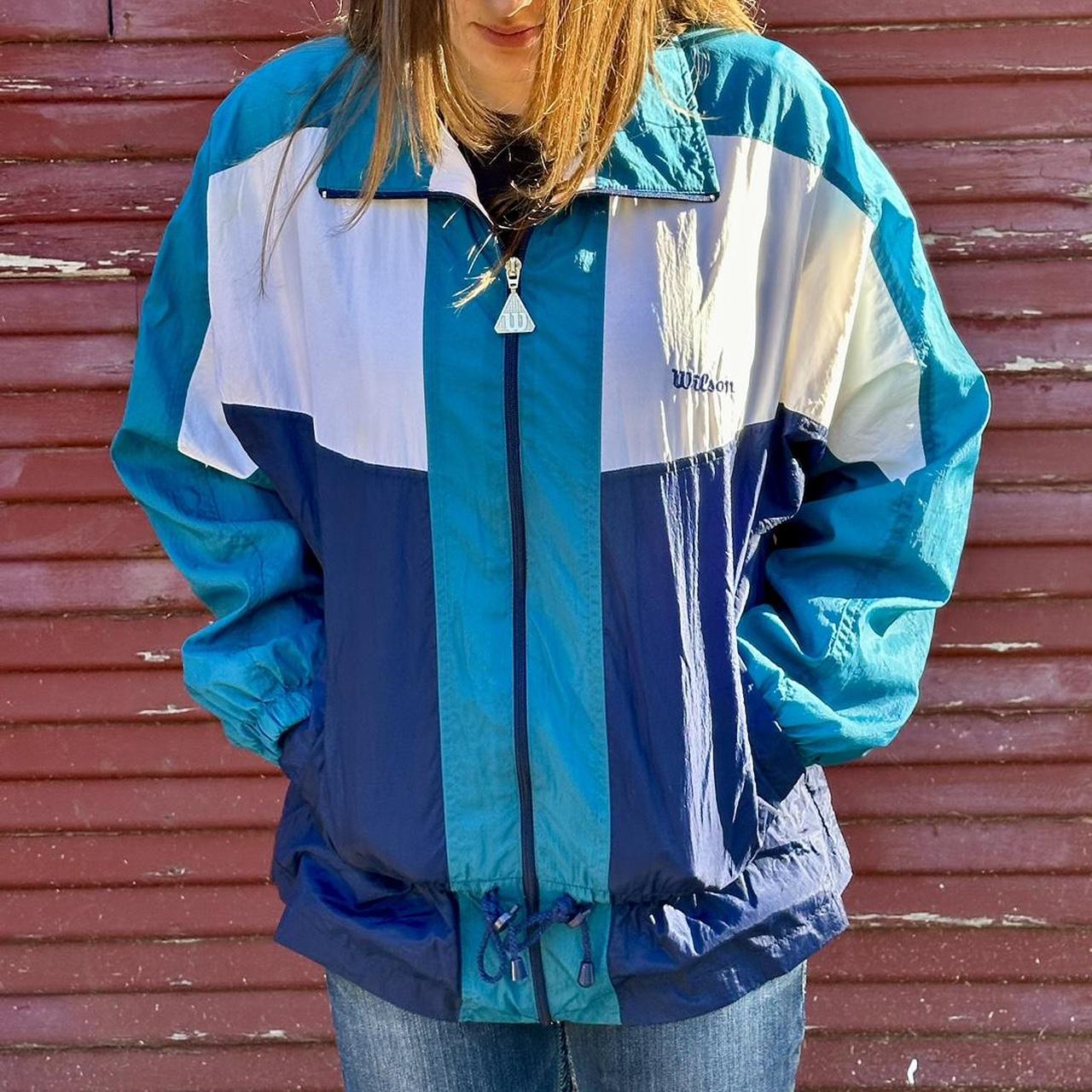 Vintage Blue Wilson Tennis Windbreaker - Retro 90s... - Depop