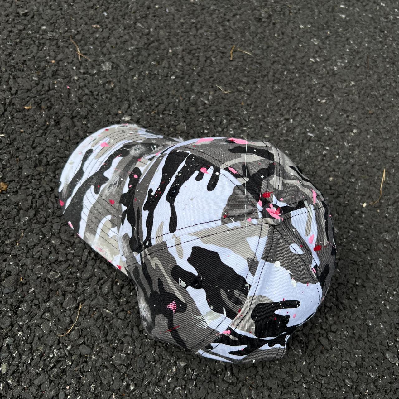 Custom Stussy Snow Camo Paint Splatter Hat Custom... - Depop