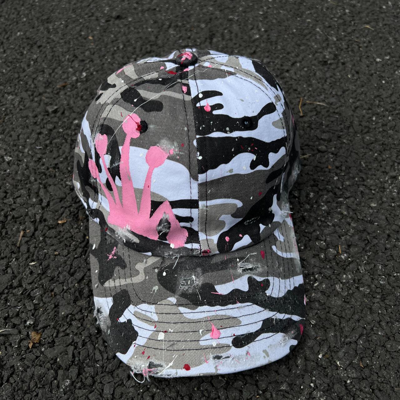Custom Stussy Snow Camo Paint Splatter Hat Custom... - Depop