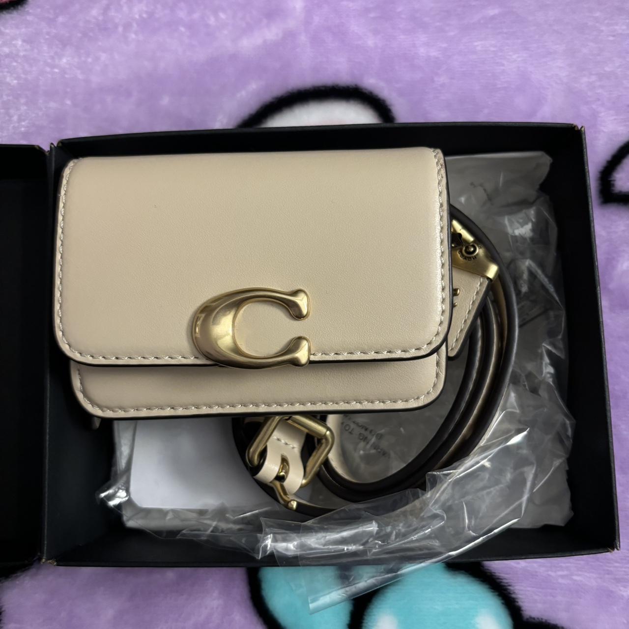 •Coach Ivory Leather Bandit Card Case Belt Bag... - Depop