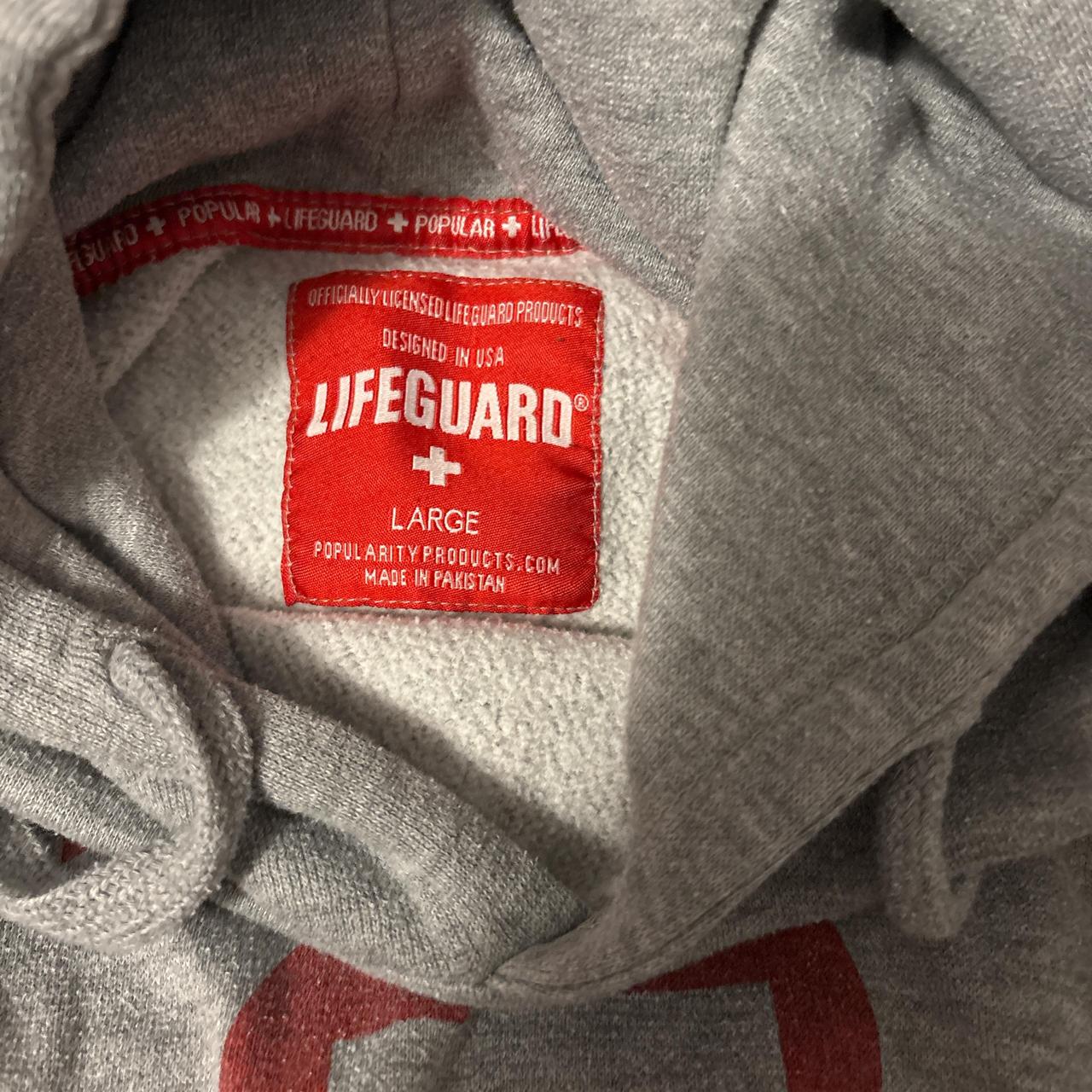 Grey and red Lifeguard hoodie #beachvibes | Depop