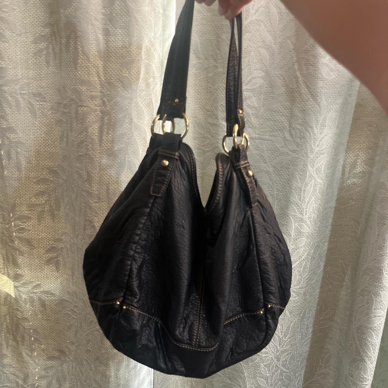Black shoulder bag with gold hardware #y2k #vintage | Depop