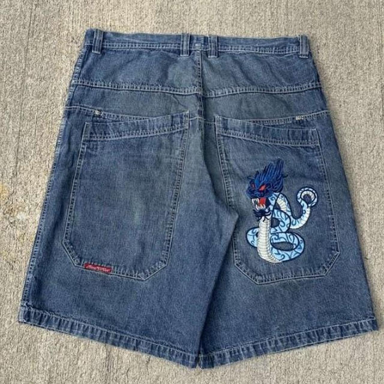 crazy snake embroidered ignition shorts. size... | Depop