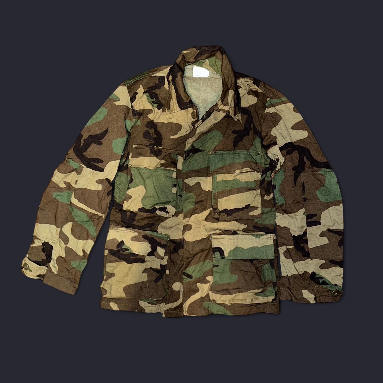 80s military camo jacket with multiple functional... | Depop