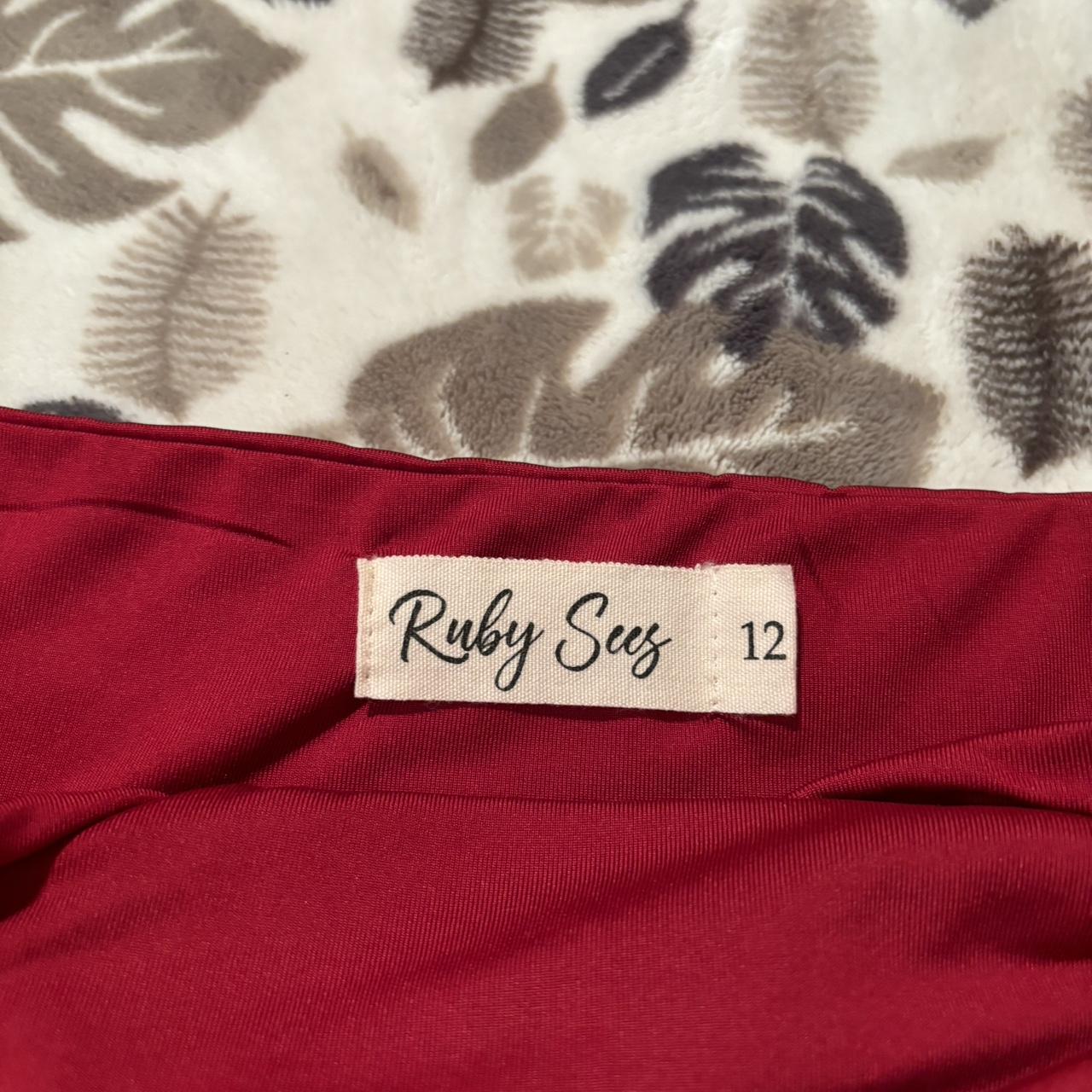 wine red halter top with a ruffle at the bottom!... - Depop