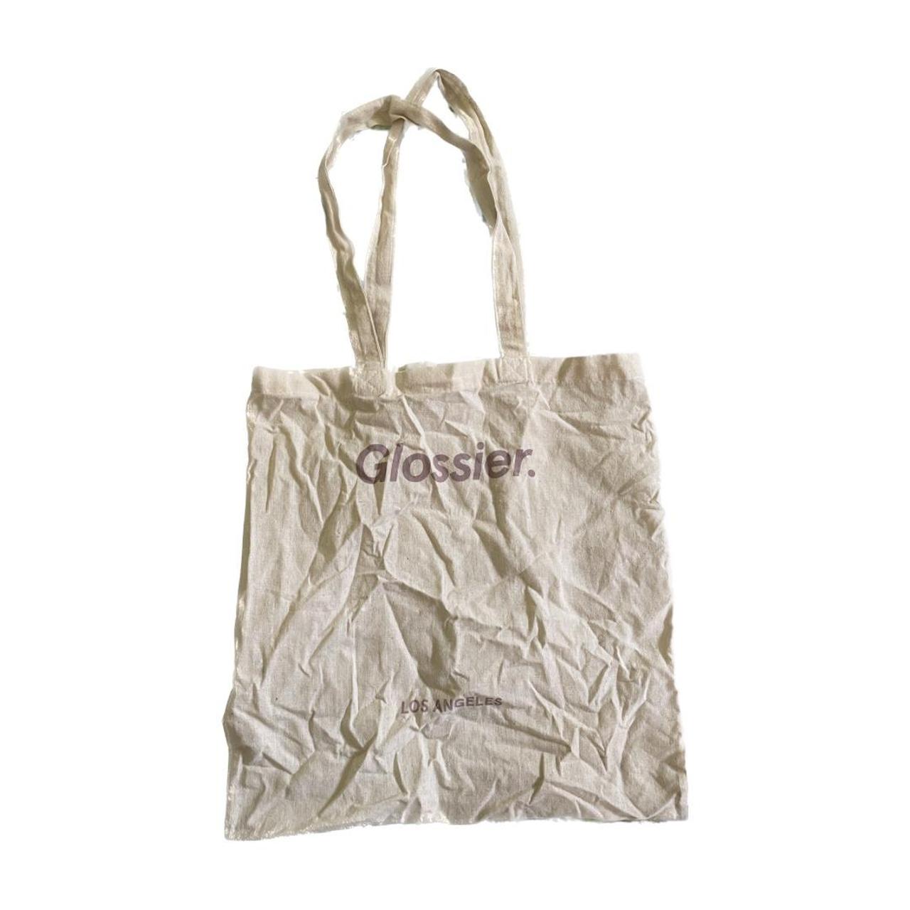 Glossier cream and tan tote bag - Depop