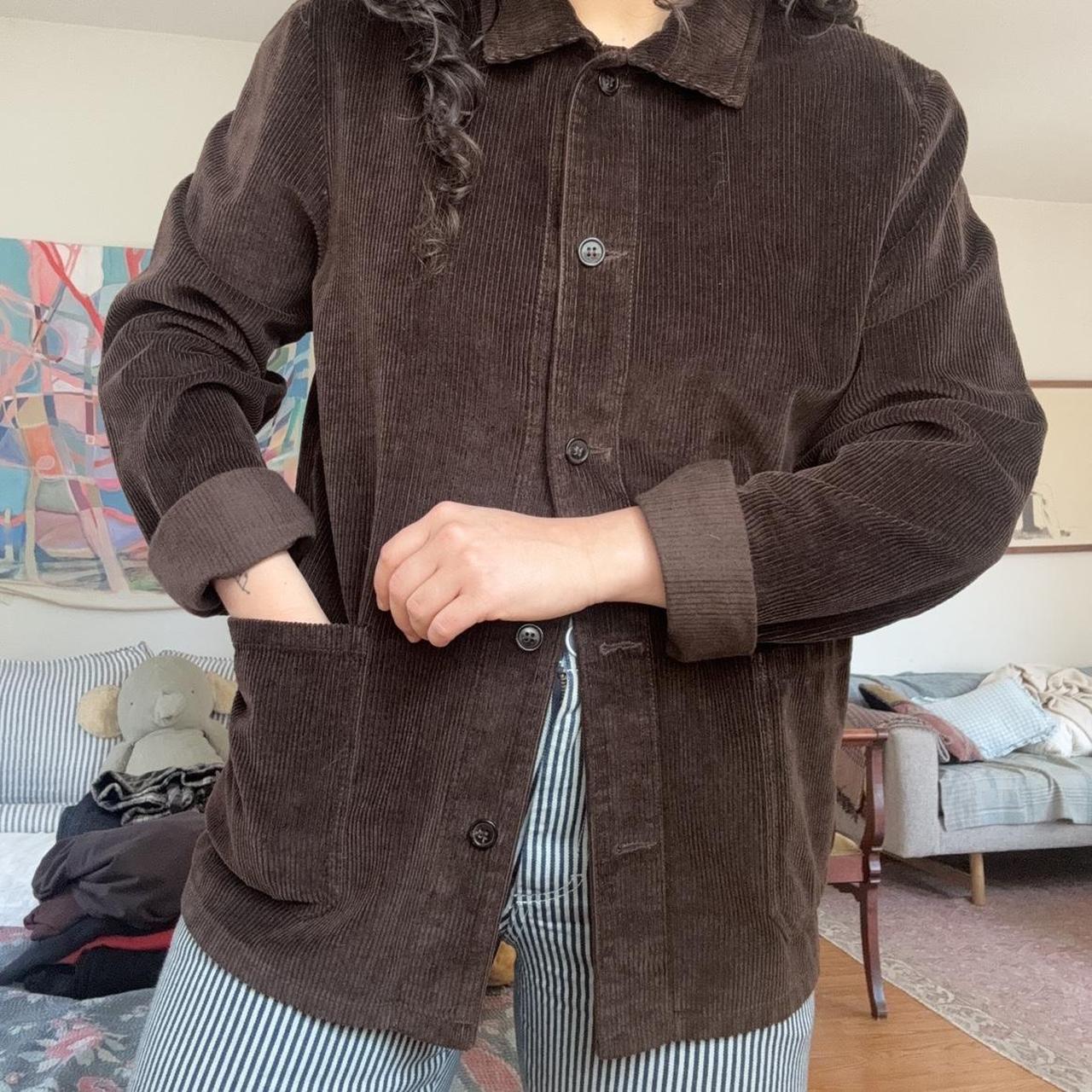 APC brown corduroy chore style coat size L worn... | Depop
