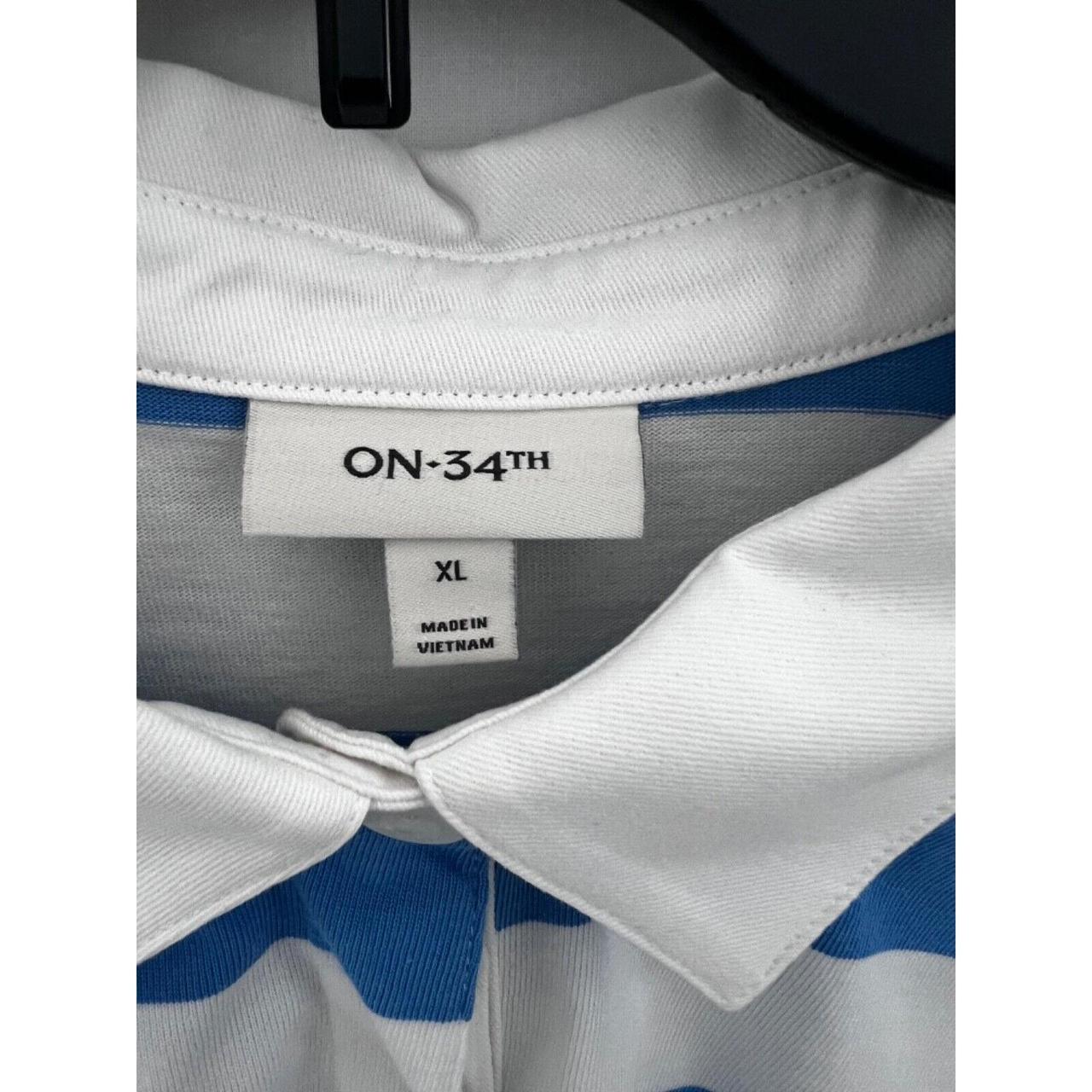 This Blue & White Striped Long Sleeve Polo Shirt in... | Depop