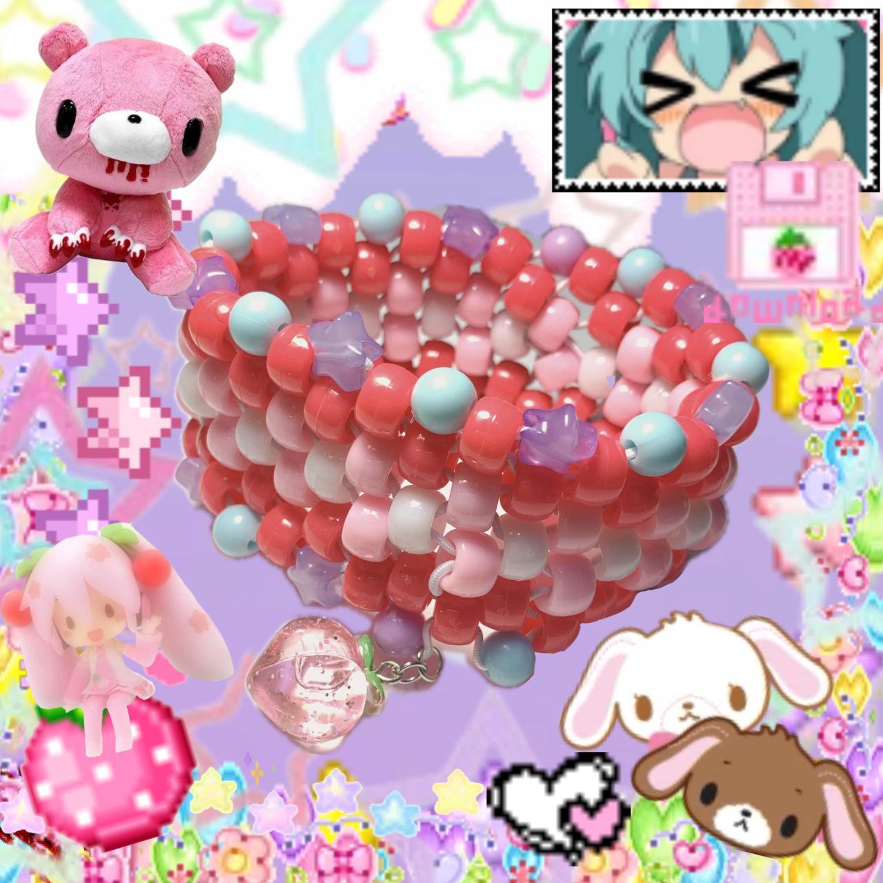 Rave⭐️Pastel peach cotton kandi cuff - Depop