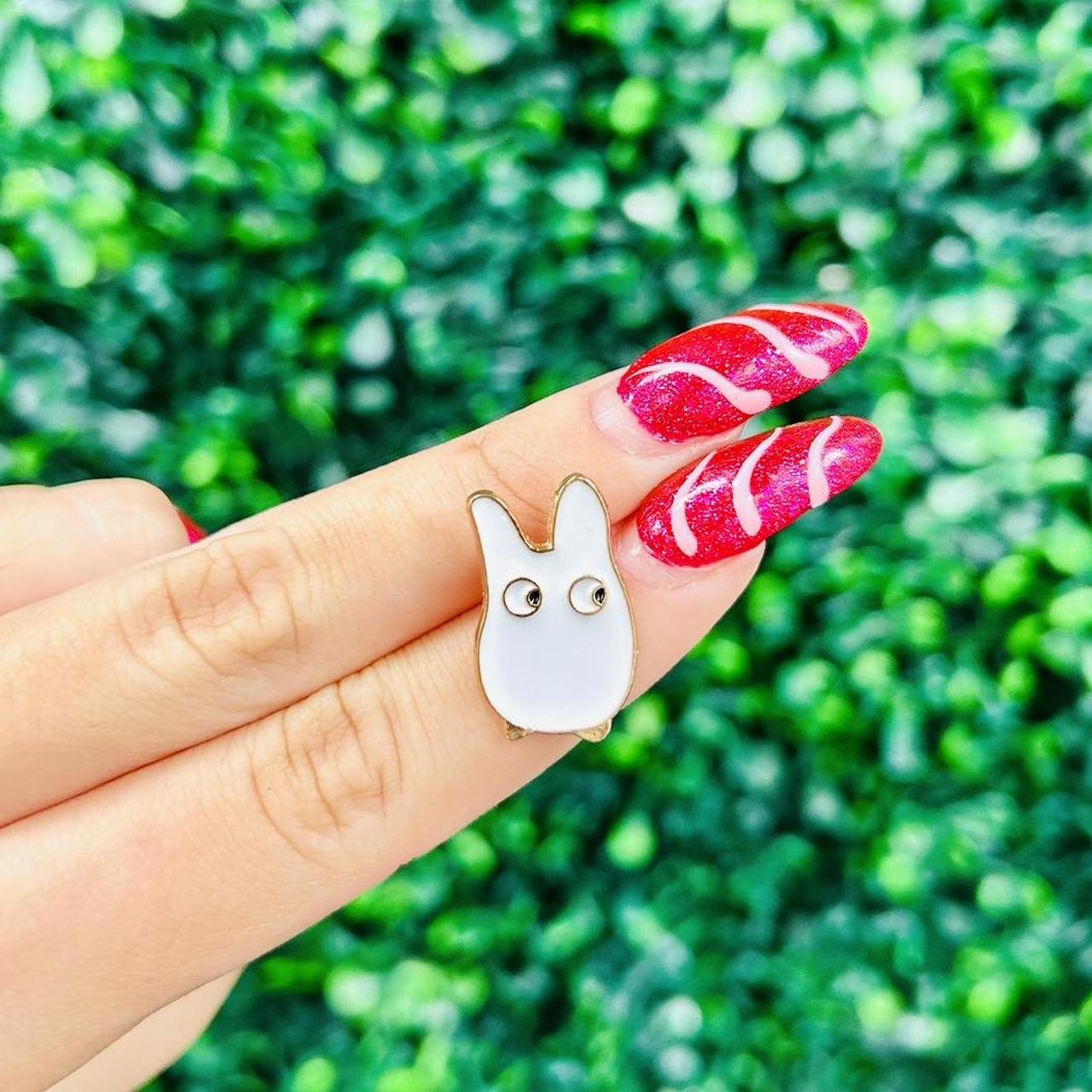 Adorable white and red Totoro charm pin... - Depop