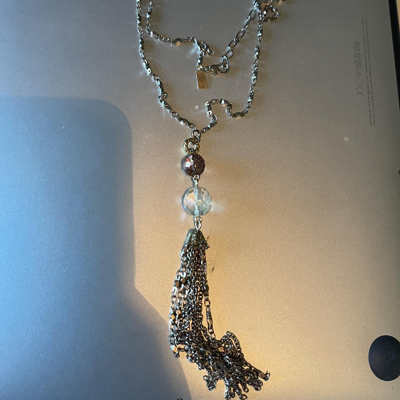 Rachel gold chain tassel pendant necklace - Depop