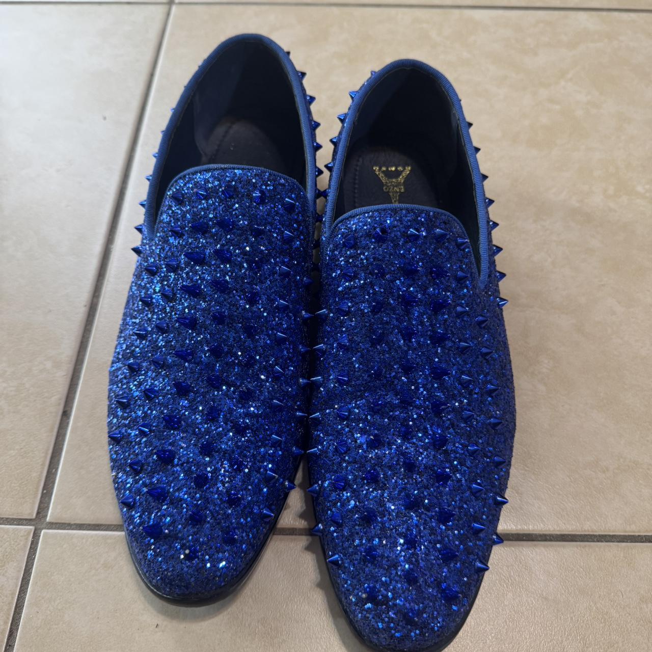Size 10.5 blue spike dress shoes worn once | Depop