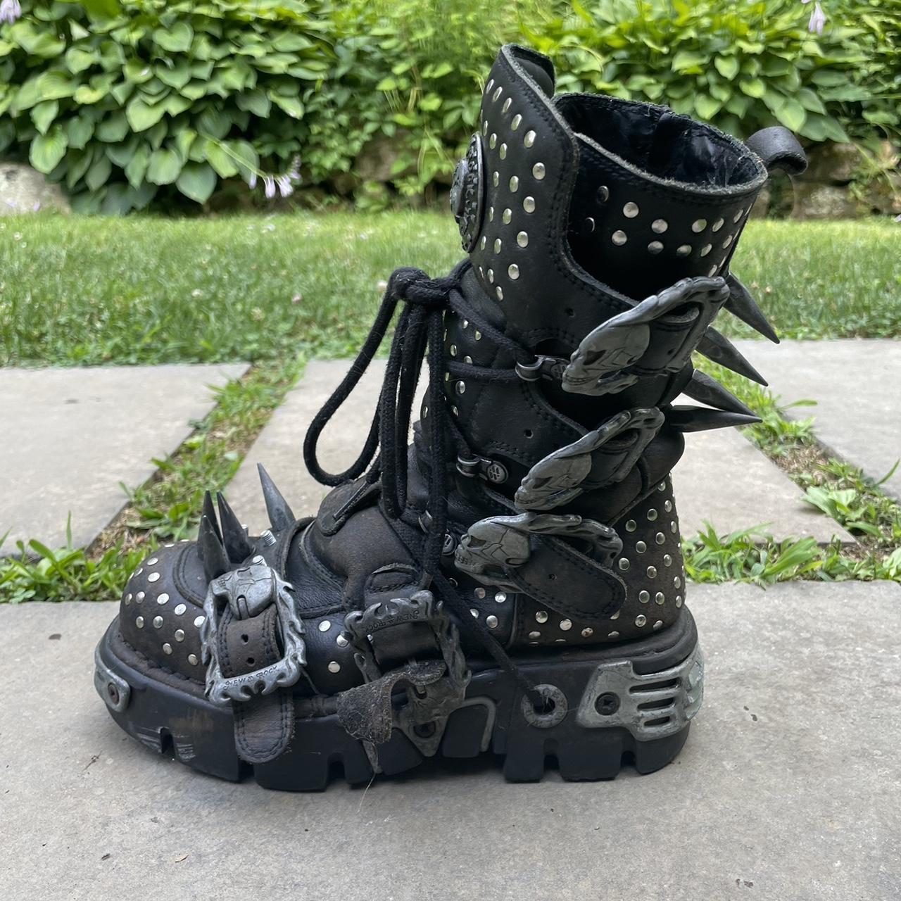 Rare New Rock Black and silver studded platform... - Depop