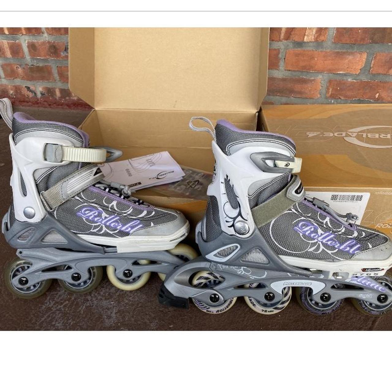 rollerblade white and purple spitfire kids size 5-8... - Depop