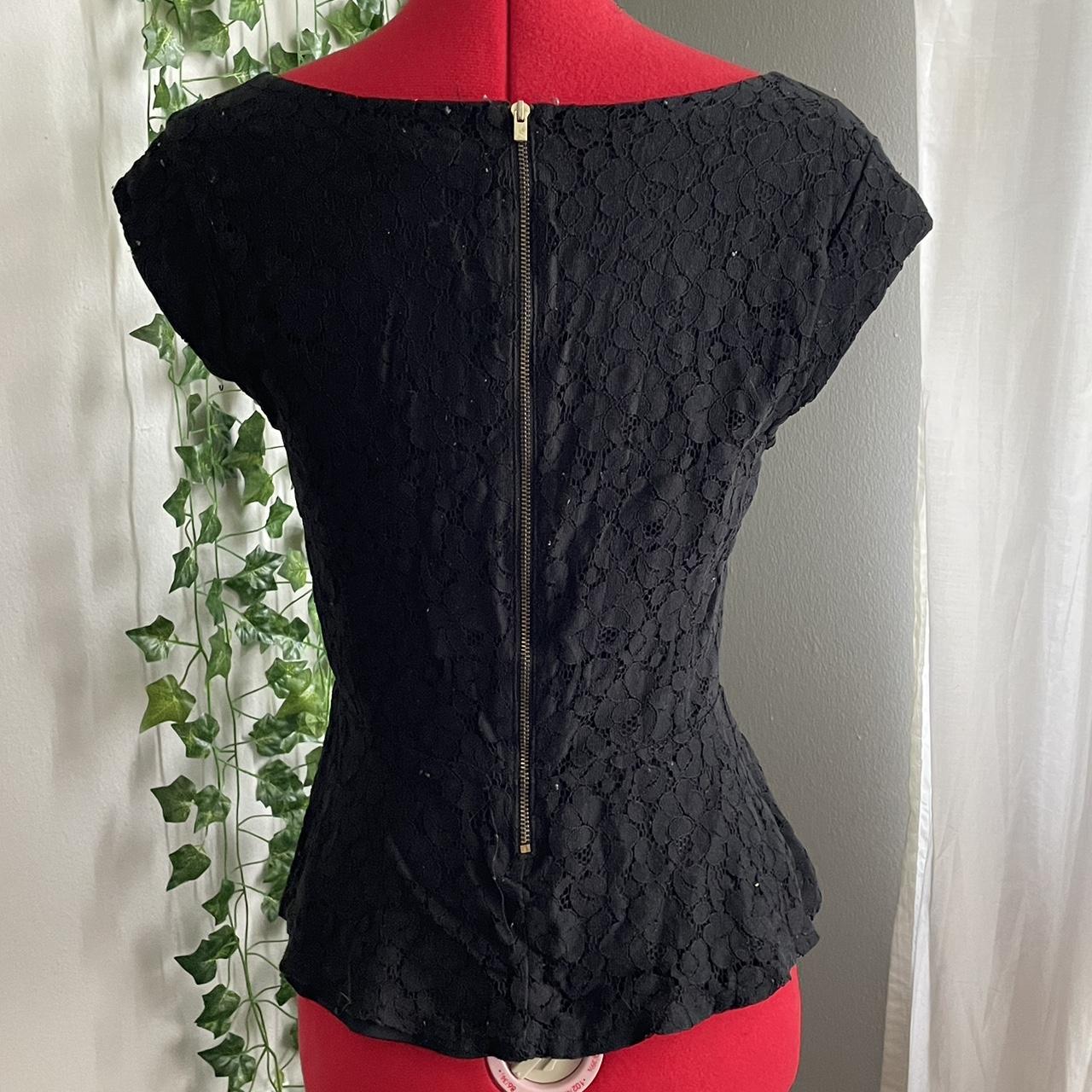 black lace peplum top with zipper in back #peplum... - Depop