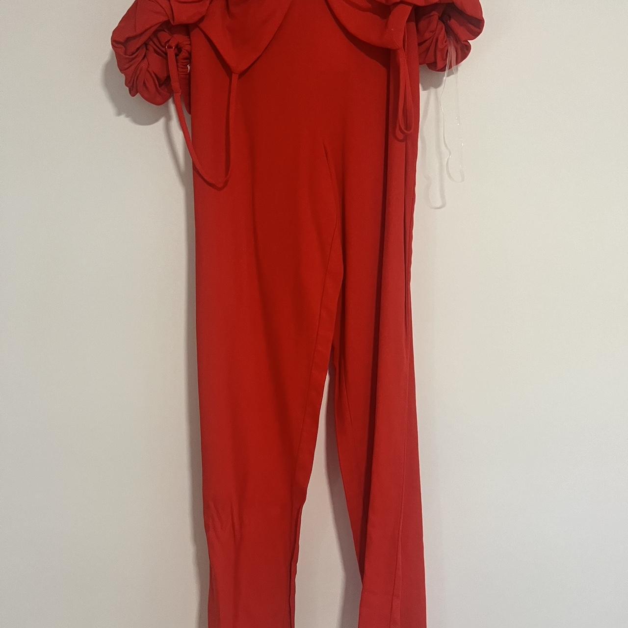 GLASSONS red linen pant set with crop bralet Size 8... - Depop