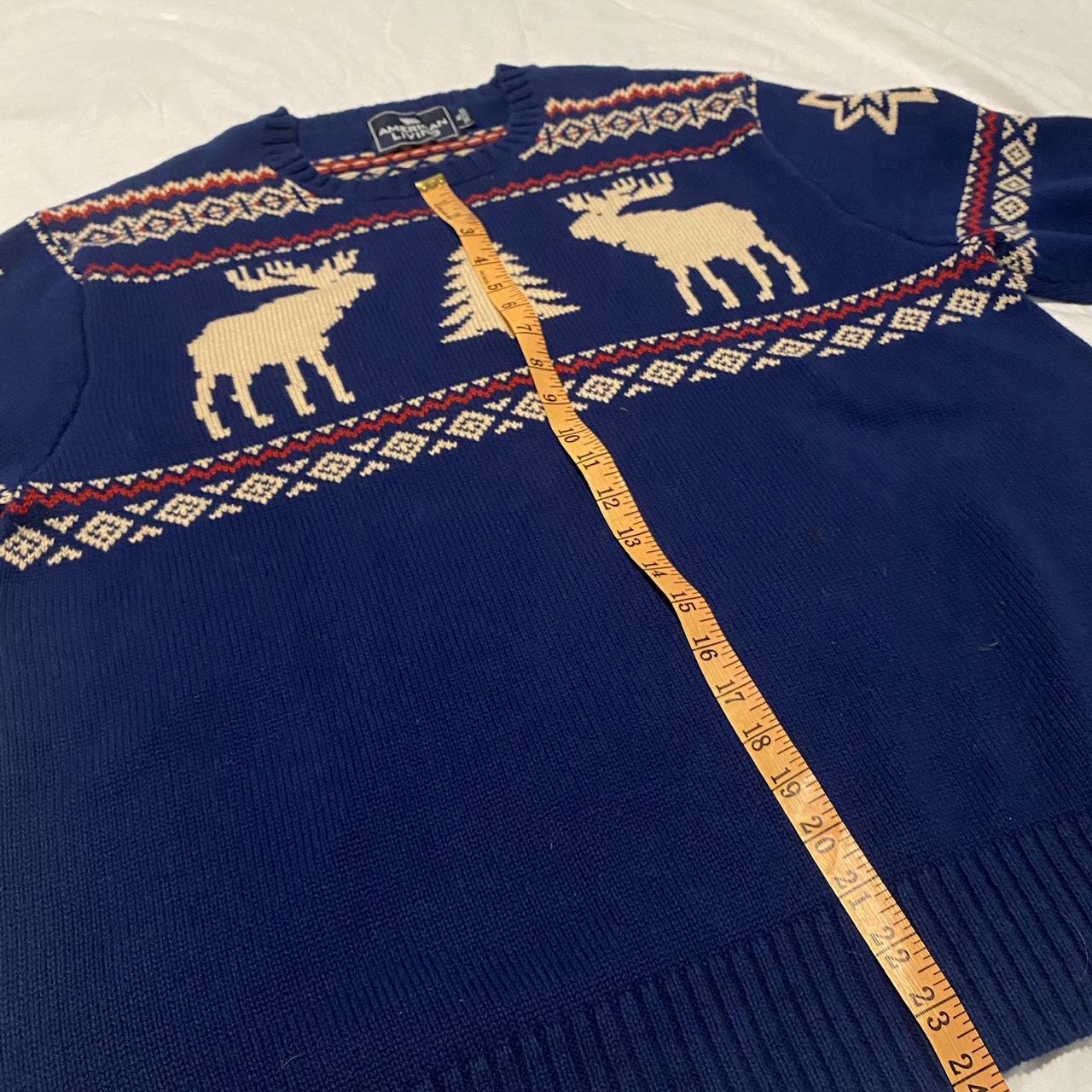 Cozy Navy blue Christmas sweater with moose and... - Depop