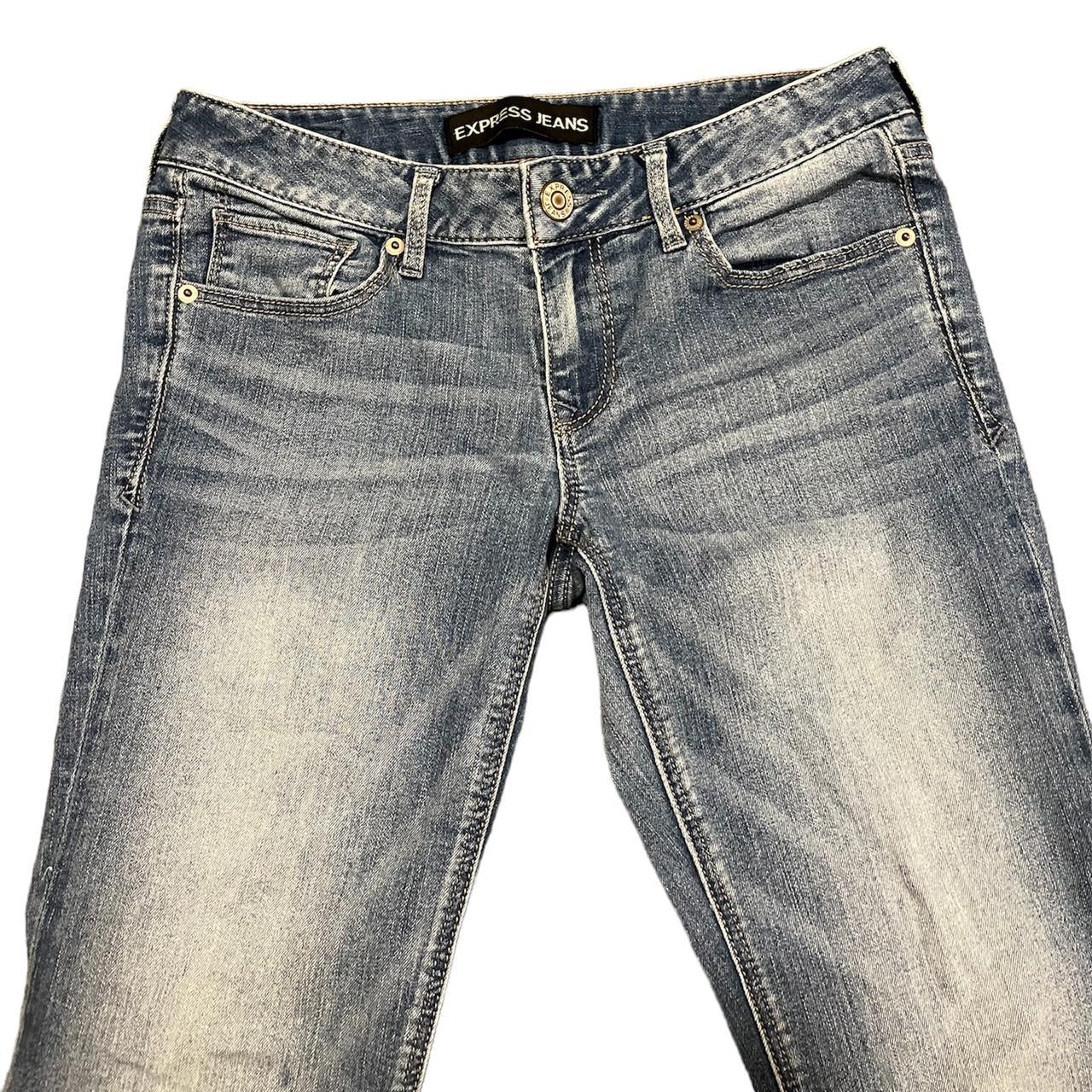 Express Skinny, extreme short rise, 90’s blue jeans... - Depop