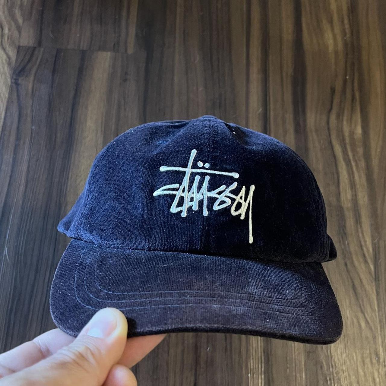 Stüssy navy blue velvet cap #cap #streetwear #navy - Depop