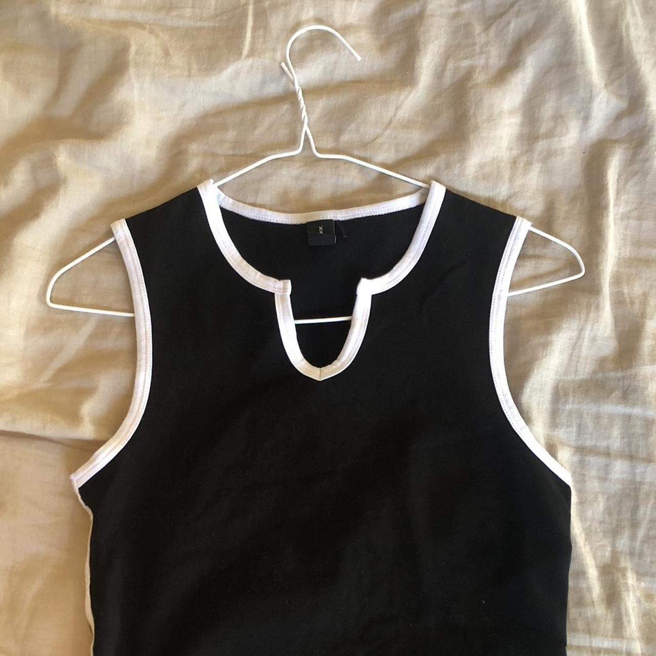cute factorie black and white tank top condition:... - Depop