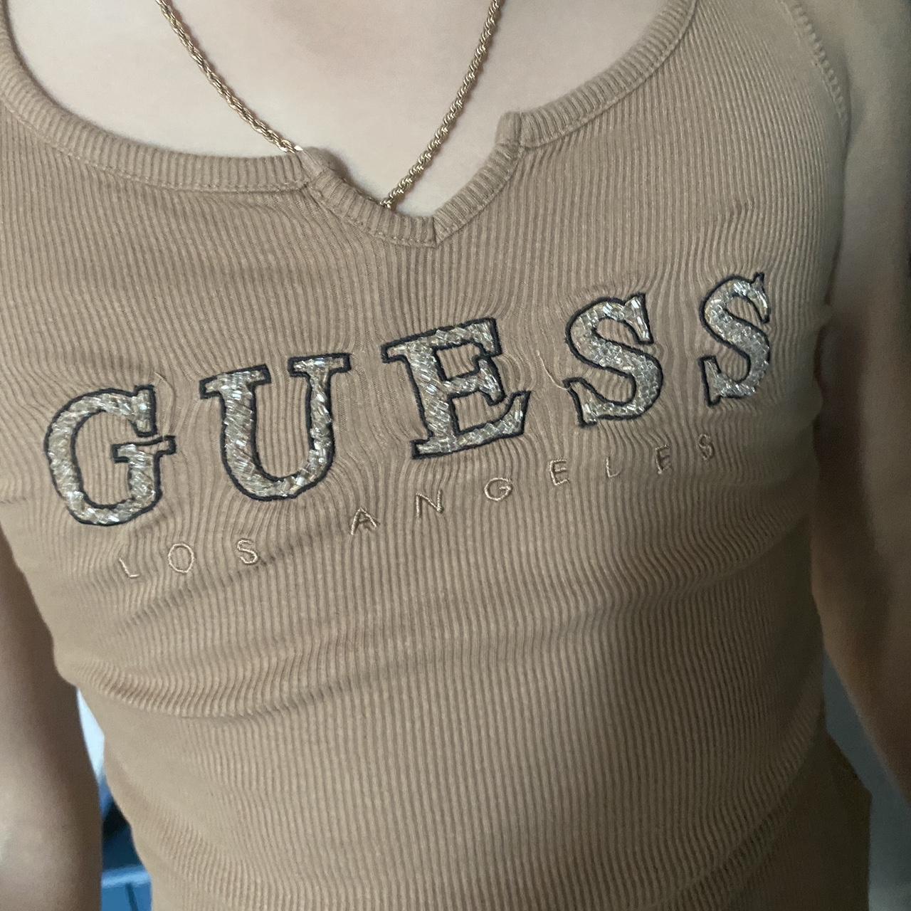 guess outlet bought shirt xs beige - Depop