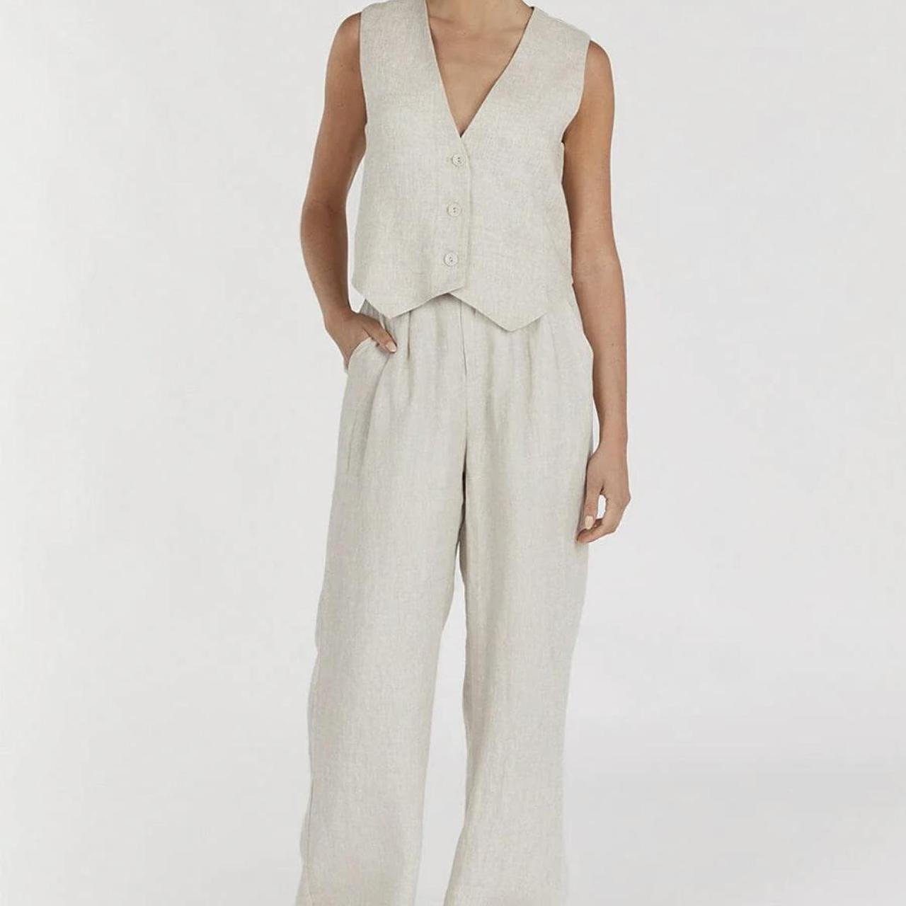 Dissh full linen set pants and top SIZE 6 both... - Depop