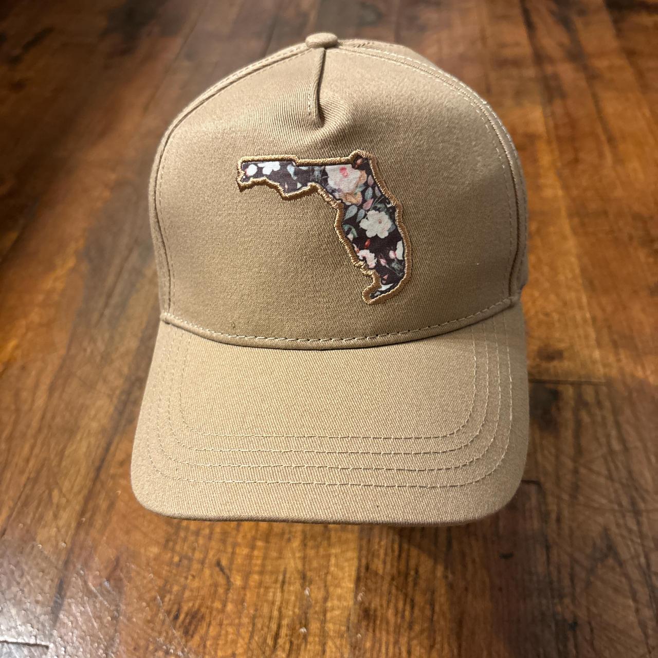 Tan and floral Flo Grown hat #FloridaVibes | Depop
