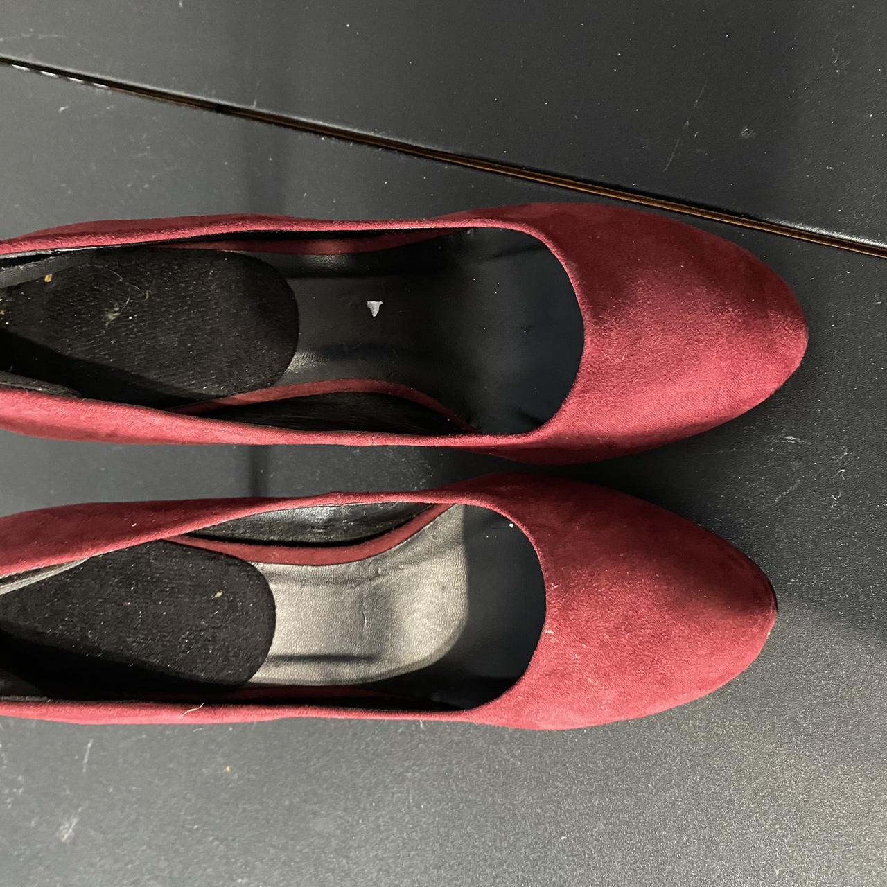 Burgundy suede heels with a 3 inch heel #heels - Depop