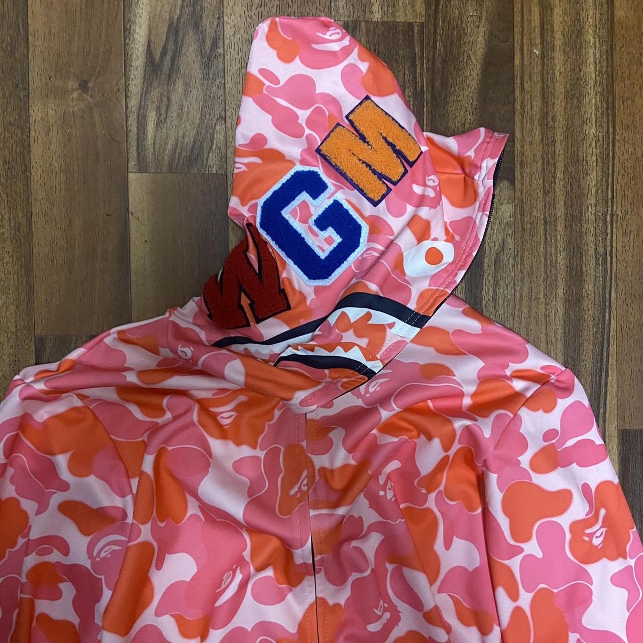 bape pink sweater zipup worn 1x doesn’t fit me!... - Depop