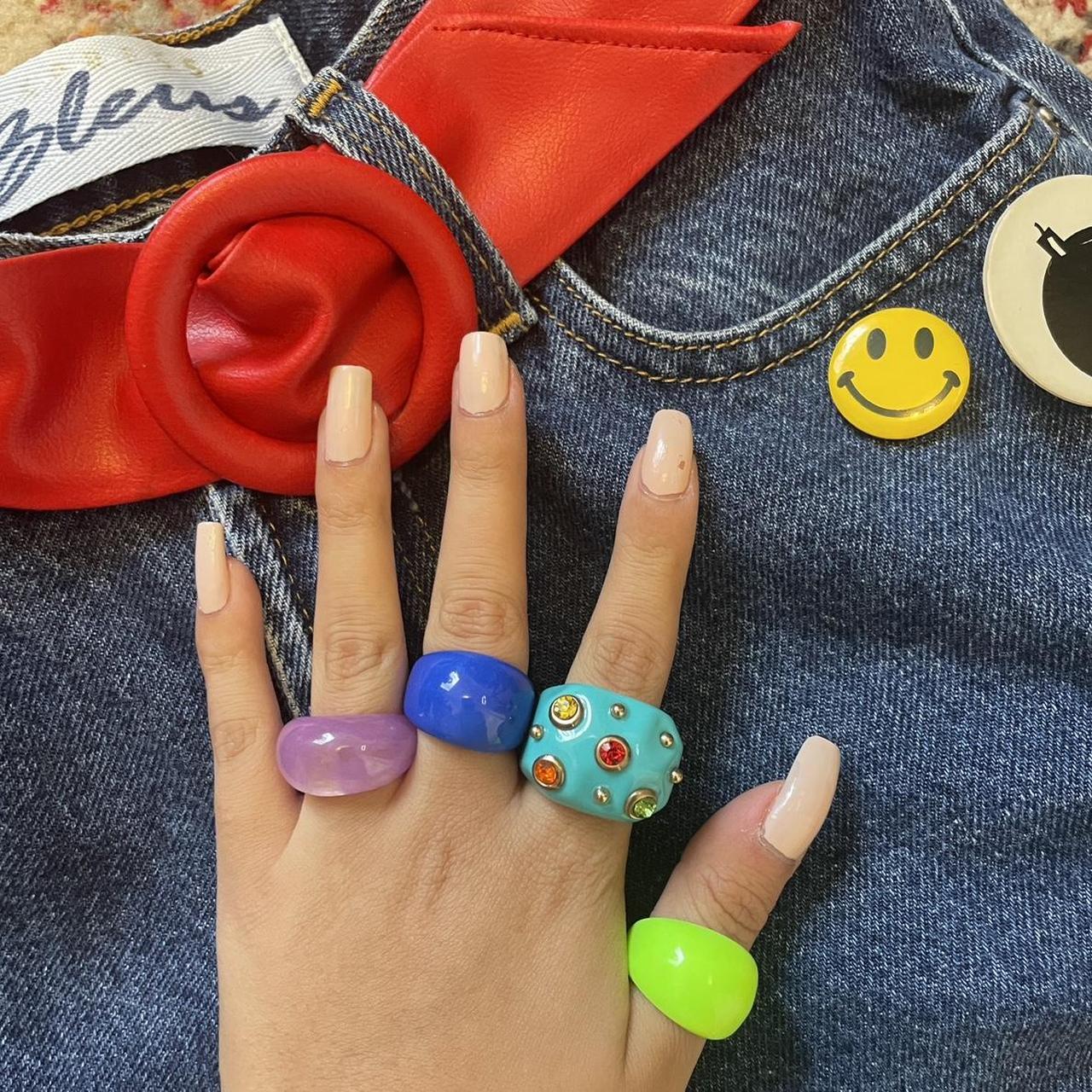 chunky funky plastic rings !! These have rarely... - Depop