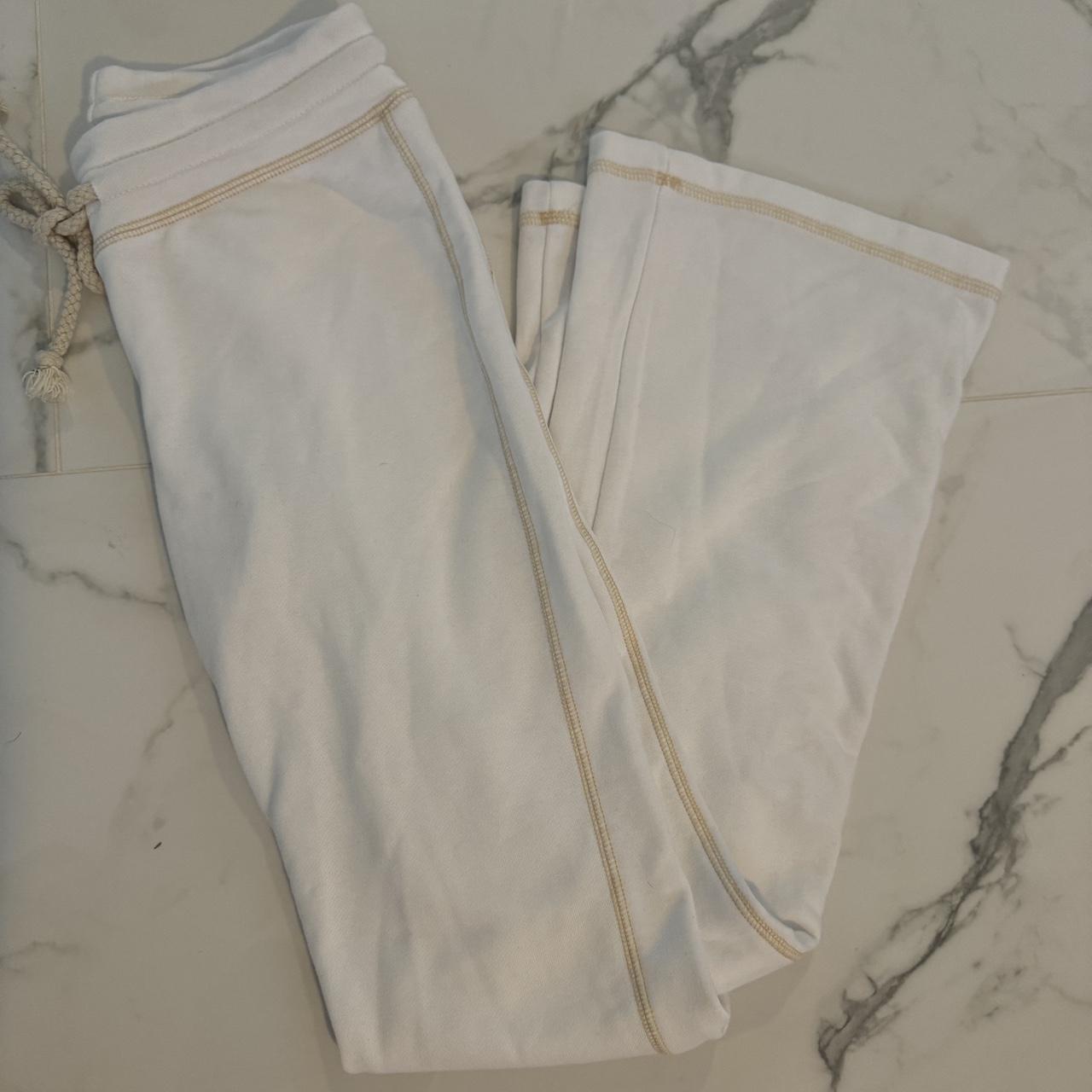 White and cream tracksuit set #joggers #cute #comfy - Depop