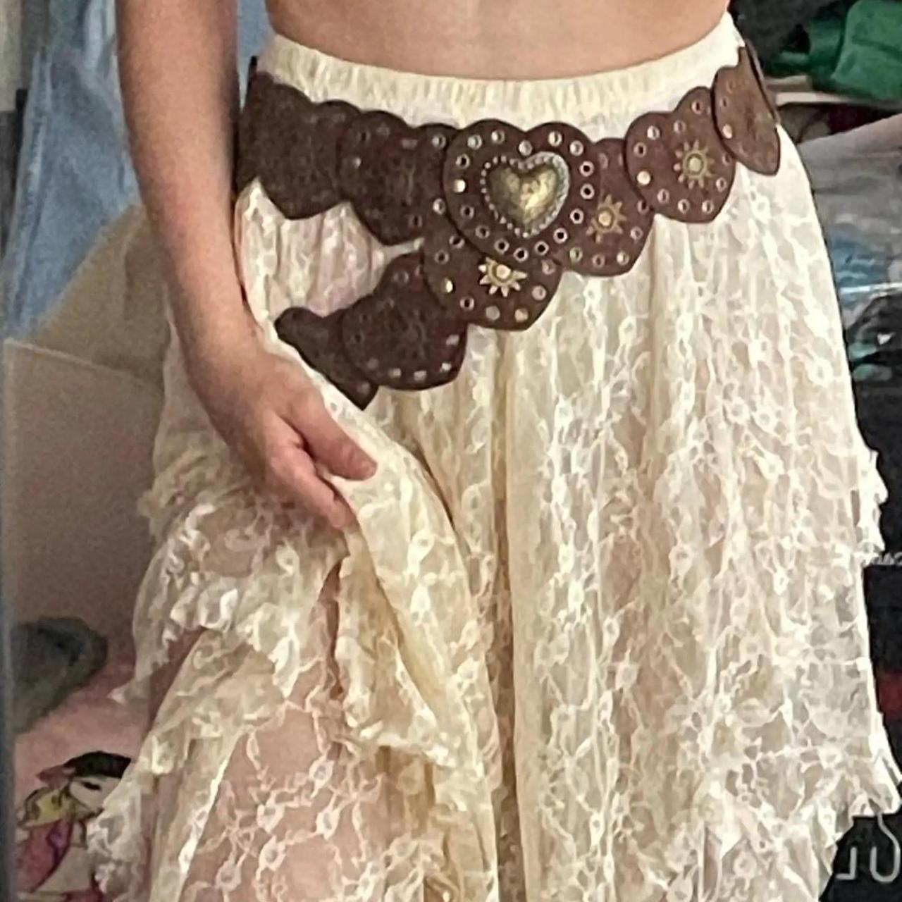 Brown hippie/bohemian belt with heart... - Depop