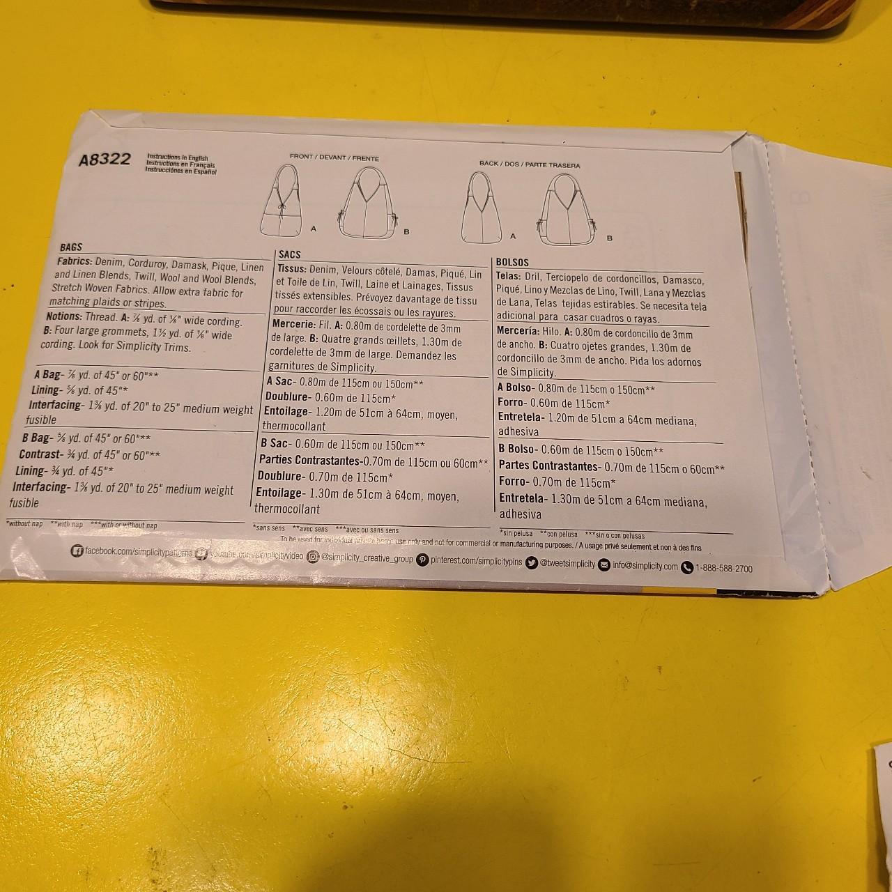 Simplicity sewing pattern how to sew your own bags | Depop