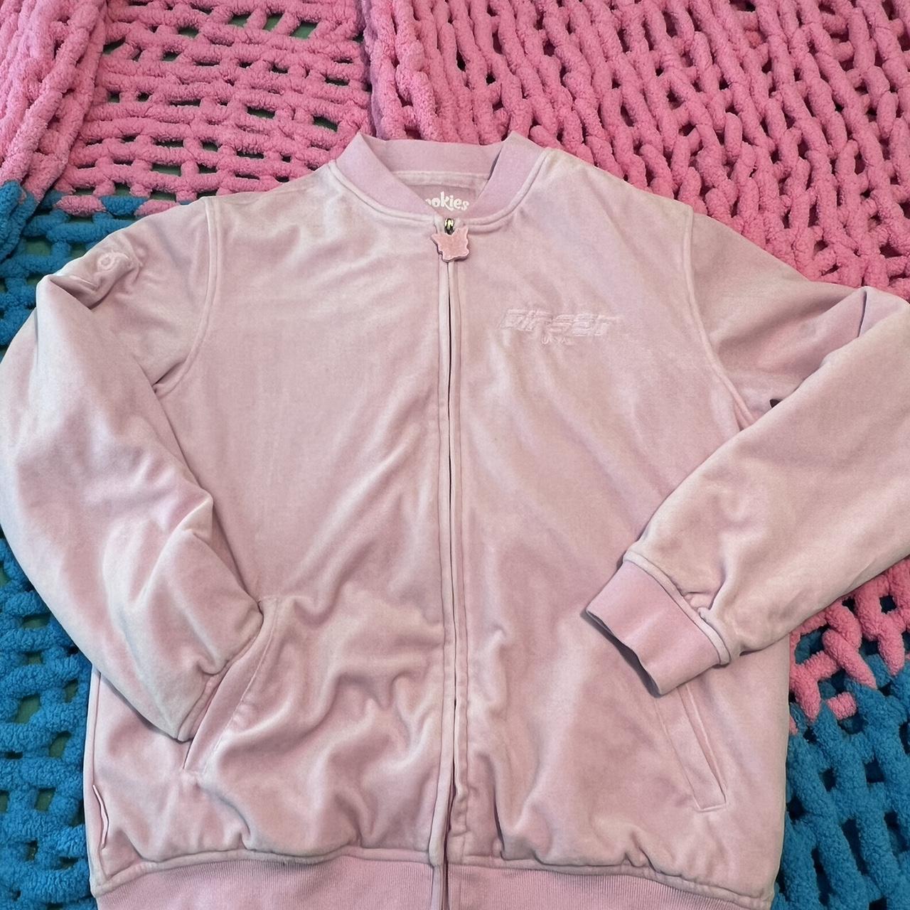 Cookies/Dipset Pink velvet bomber jacket... - Depop