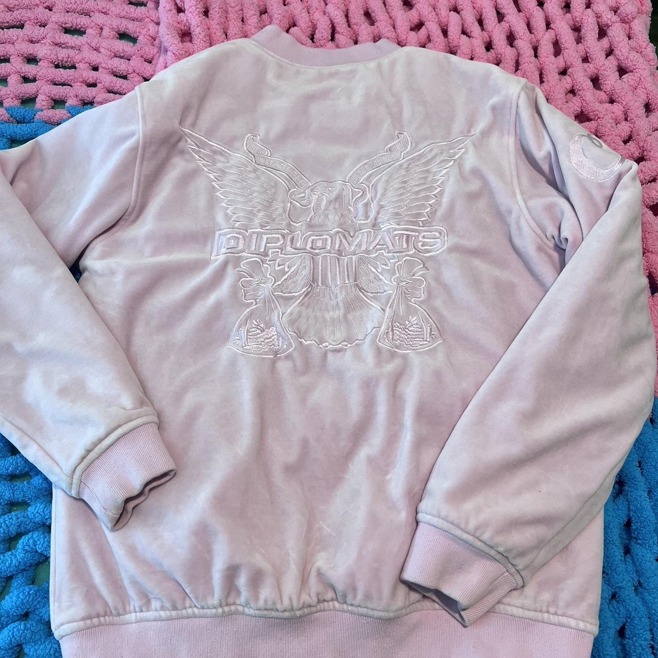 Cookies/Dipset Pink velvet bomber jacket... - Depop