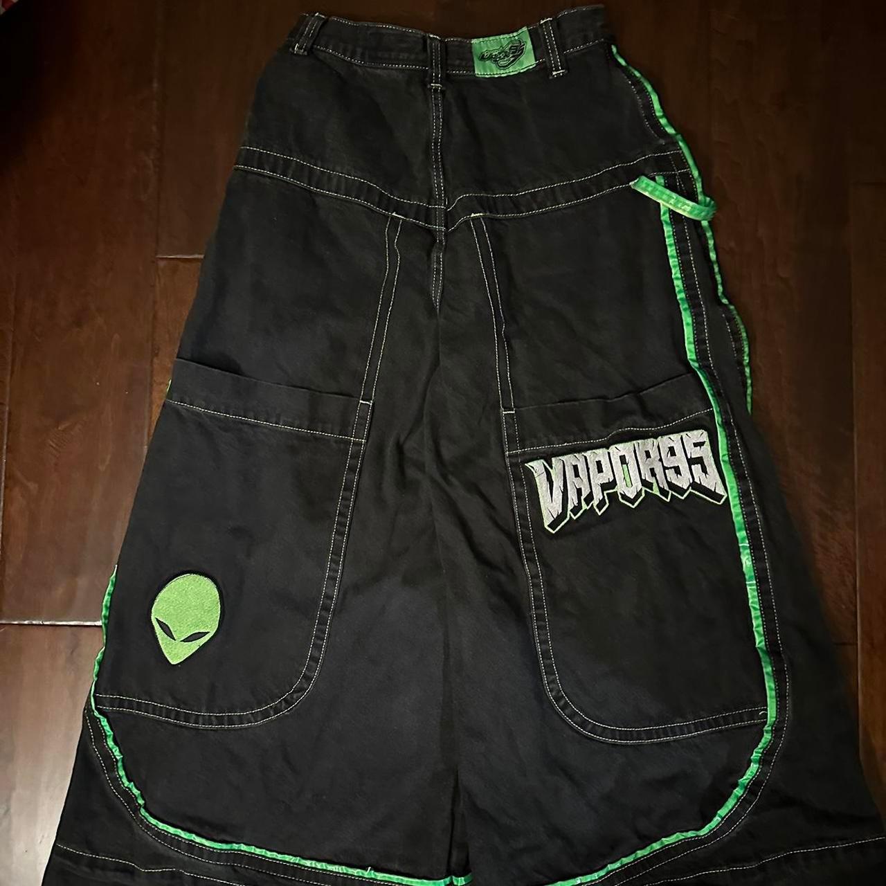 JNCO Men's Black and Green Jeans INSANE Jnco-Style... - Depop