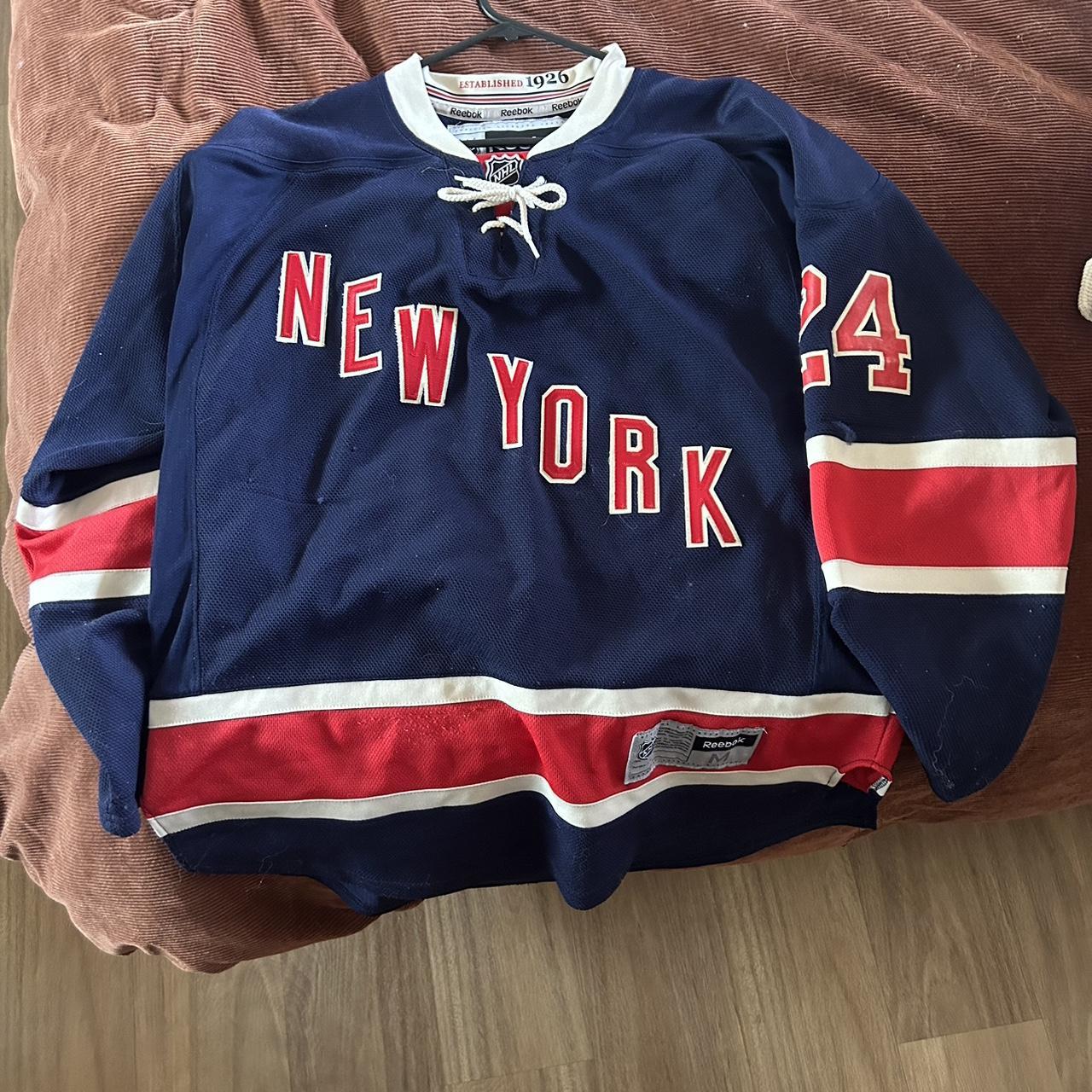 Reebok New York Rangers blue and red jersey #hockey... - Depop