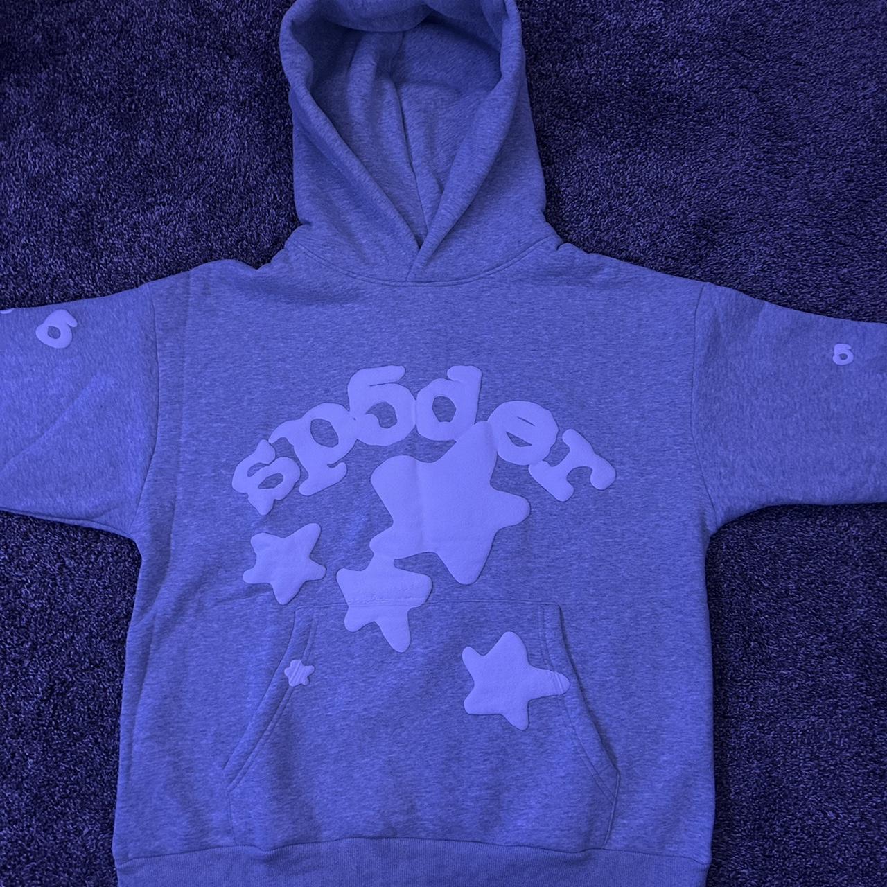 Sp5der grey star hoodie brand new never worn. Size... - Depop