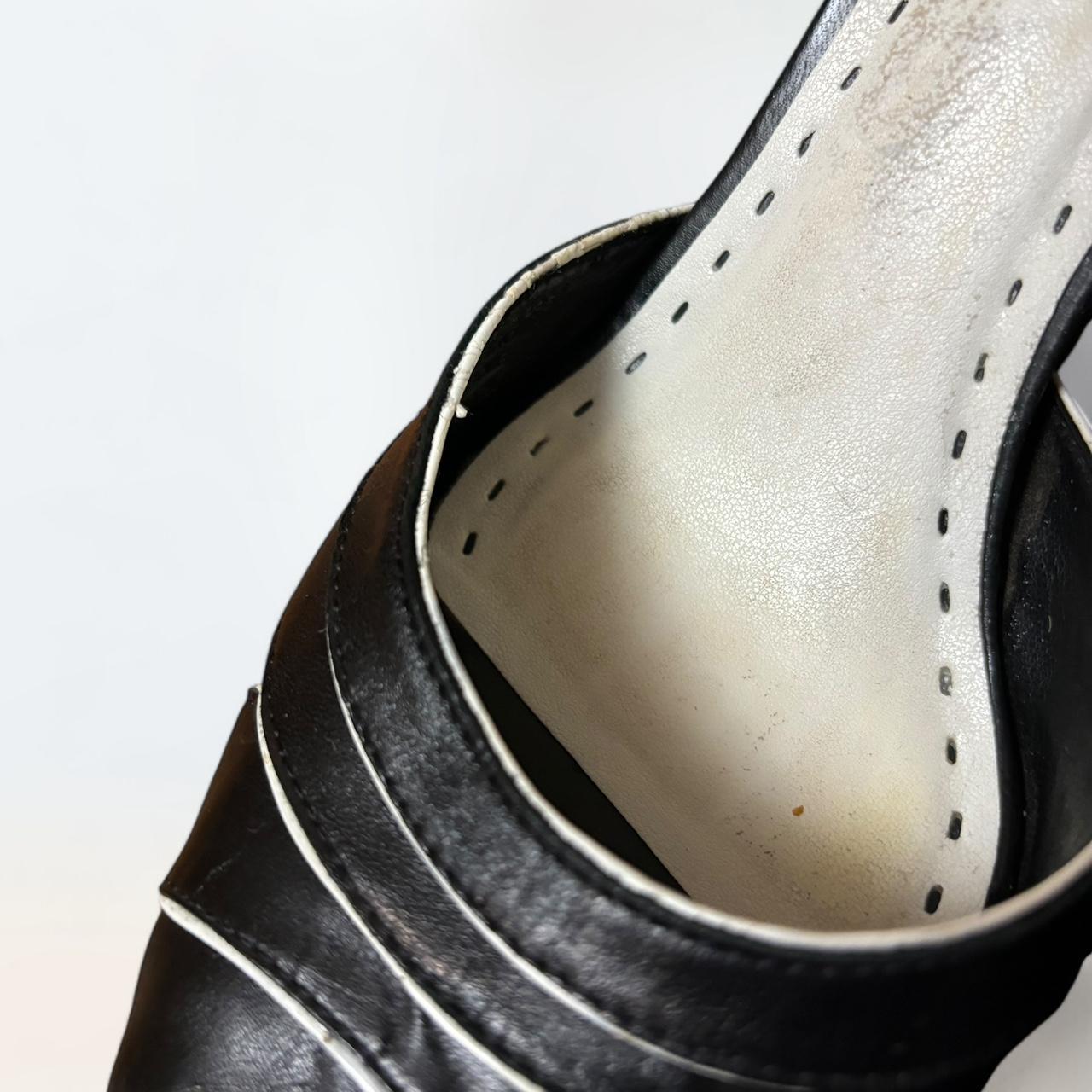 Gianni Bini black and white leather peep toe pumps ... - Depop