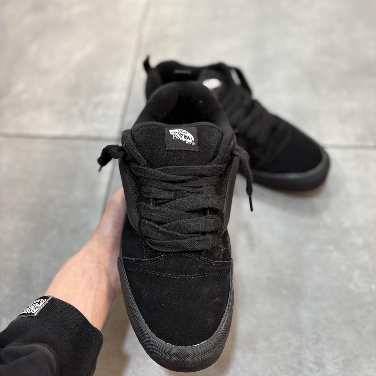 All Black Vans Knu Skool (UK 11). Chunky Vans Knu... | Depop