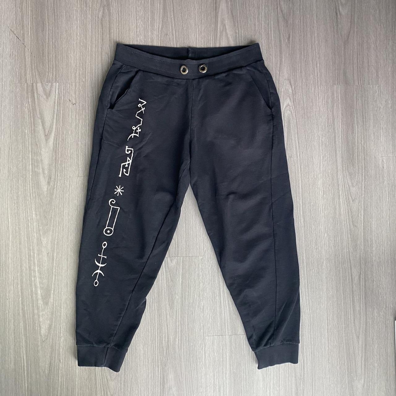 DISTURBIA Size: UK14 / US10 Black Joggers with Wicca... | Depop