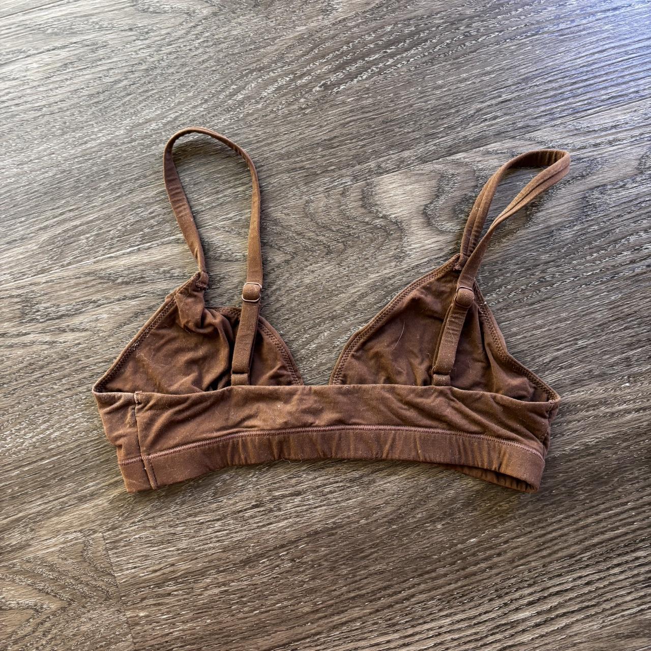 Chocolate brown skims bralette size small - inside... - Depop