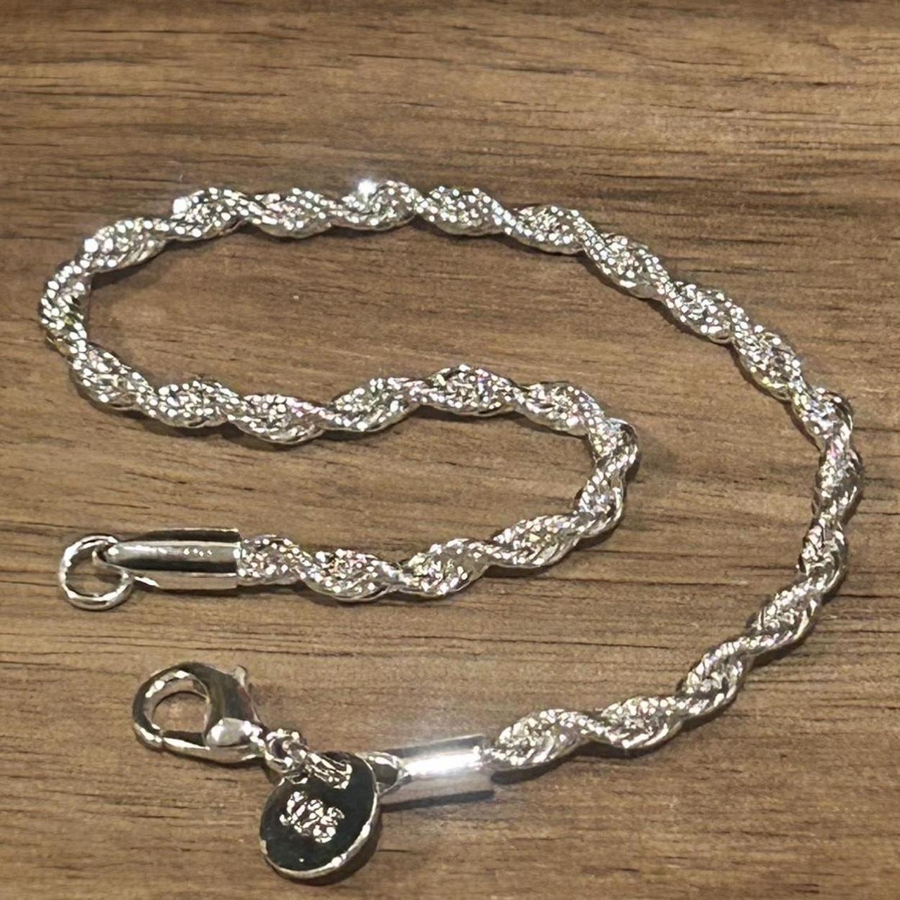 Brand new 925 sterling silver rope chain bracelet, 8... - Depop