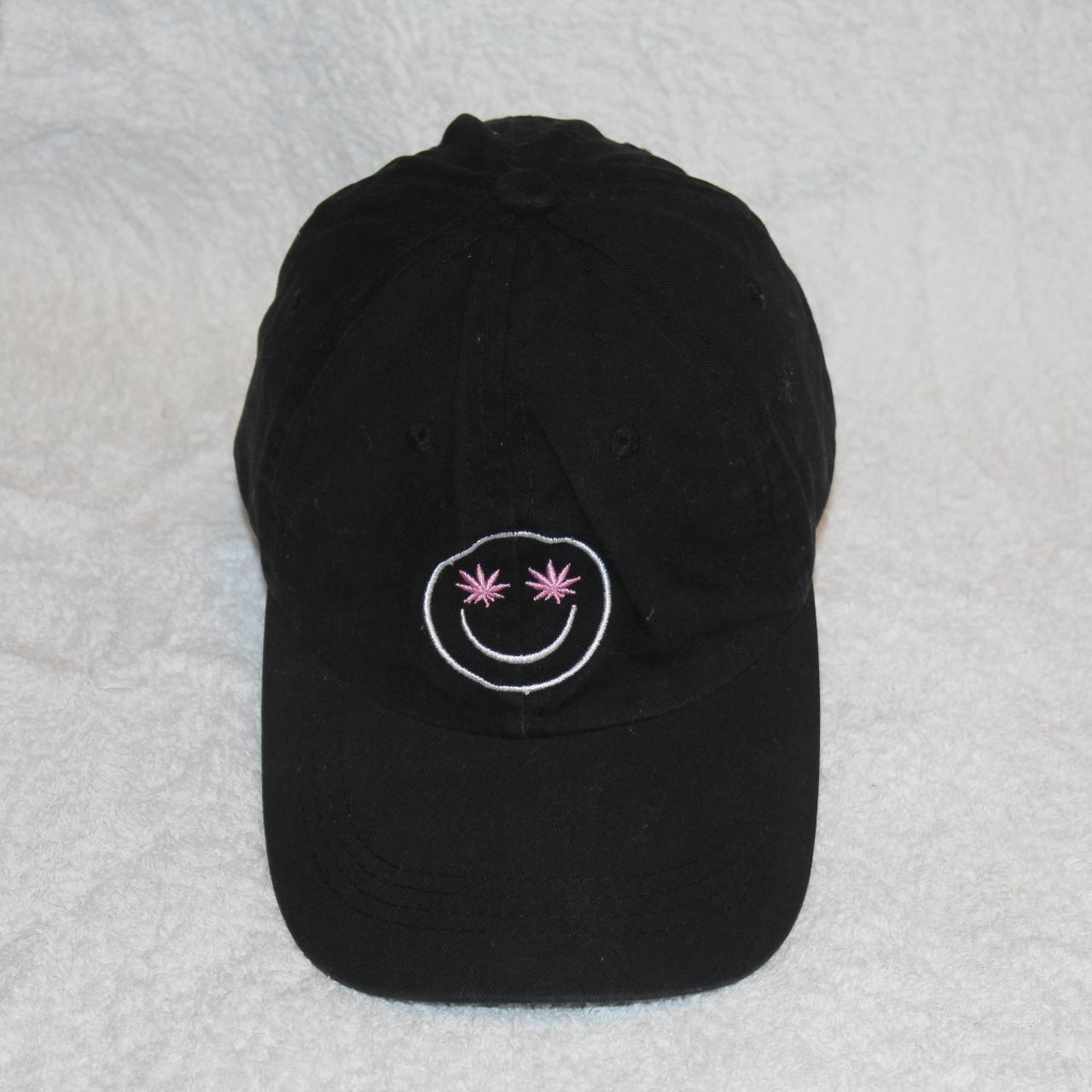 420 cannabis eyes smiley face cap mens - Depop