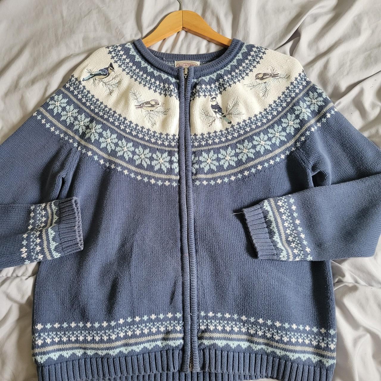 Northern reflections blue patterned sweater - Depop