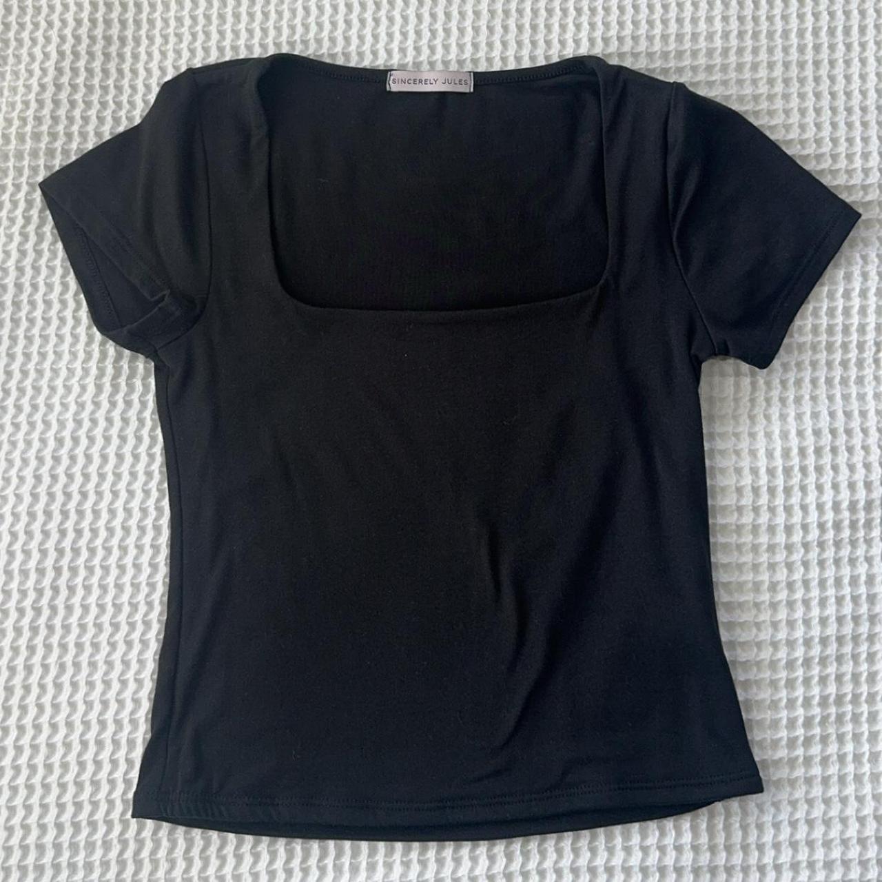 black square neck top #trendy #blacktop - Depop