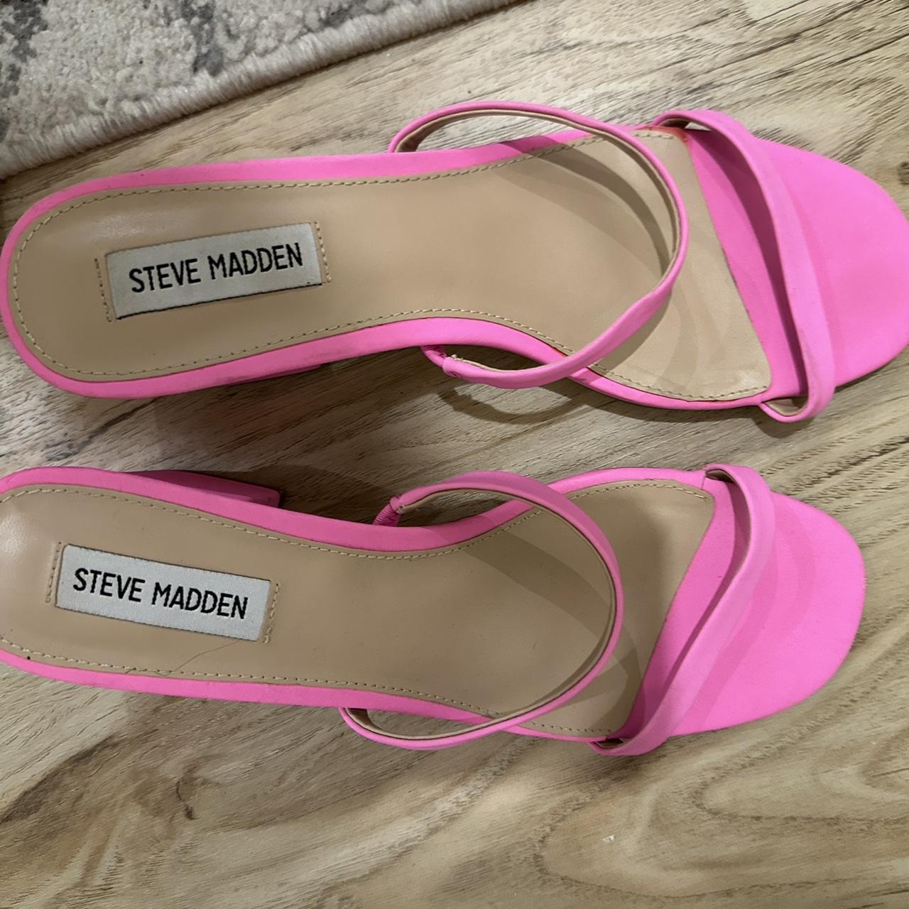 Steve Madden hot pink, block heel, mules, wear on... - Depop