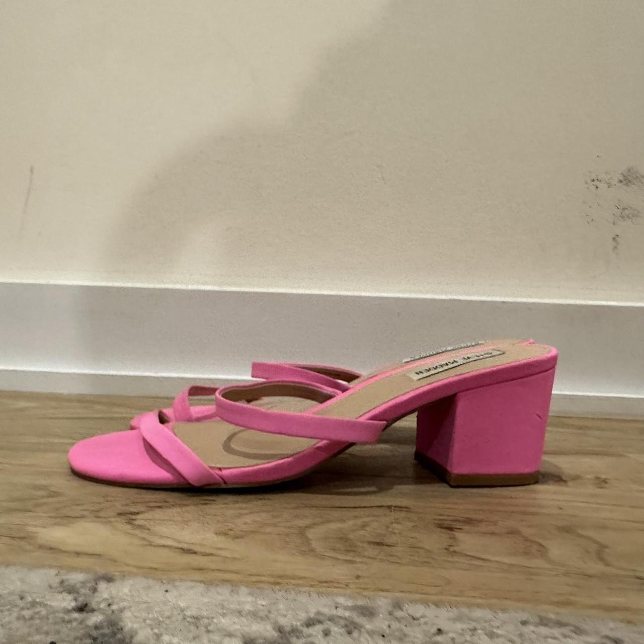 Steve Madden hot pink, block heel, mules, wear on... - Depop