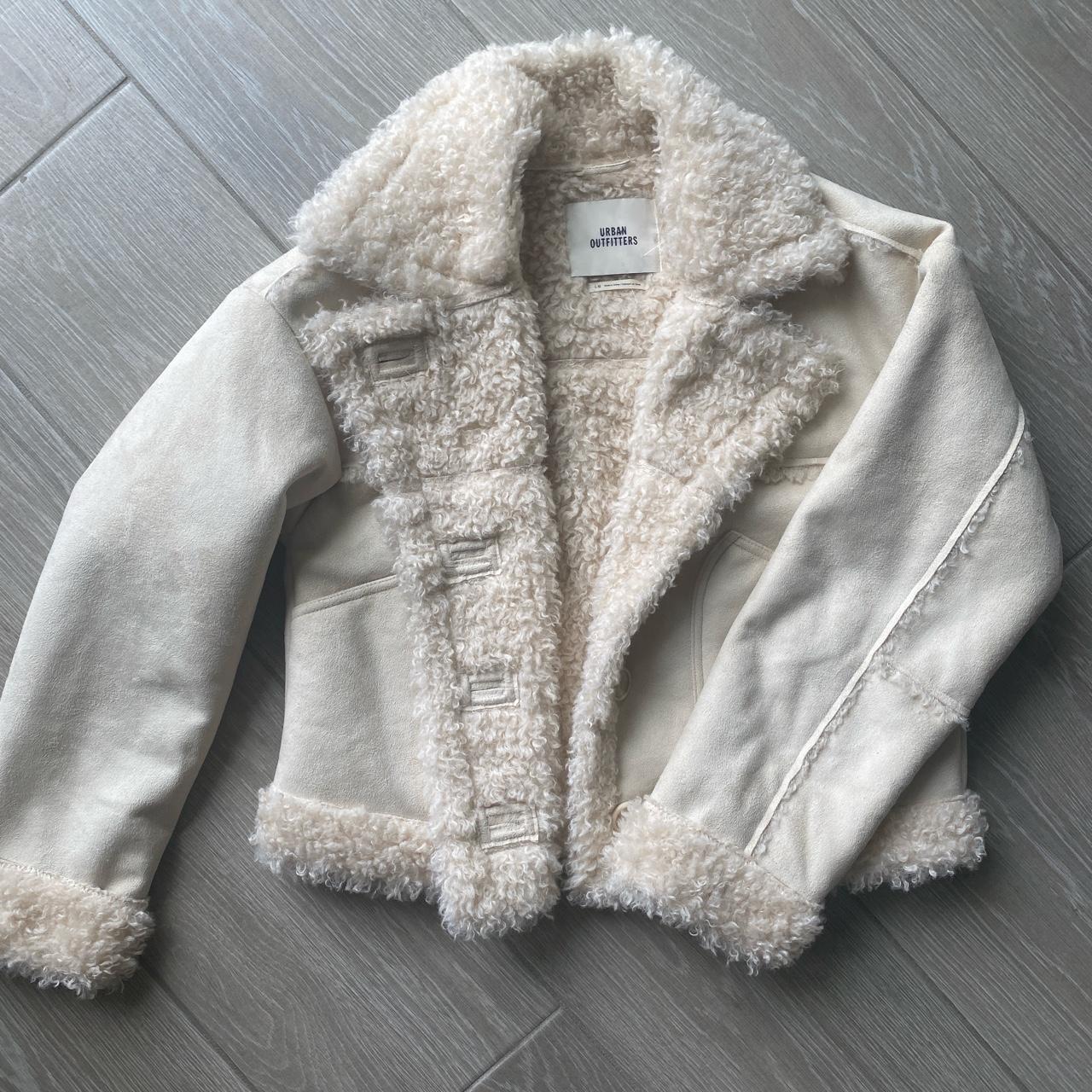 urban outfitters faux shearling/suede jacket,... - Depop