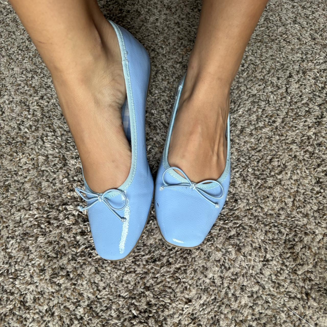 Baby blue ballet flats with bow accent 🩵 Size EU37... - Depop